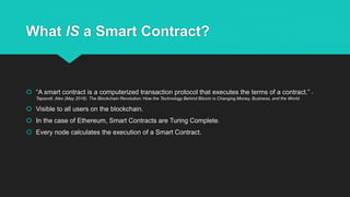 Distributed Ledgers, Blockchains, and Smart Contracts | PPTX