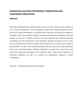 BLOCKCHAIN SOLUTION FOR PRODUCT VERIFICATION AND COUNTERFEIT PREVENTION.docx