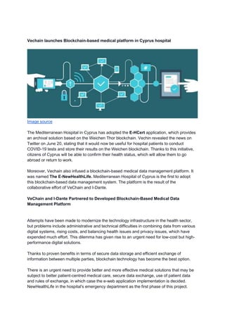 Blockchain system in healthcare | Vechain Introduced Data Management ...