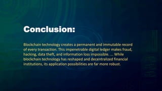 Blockchain technology | PPTX | Computing | Technology & Computing