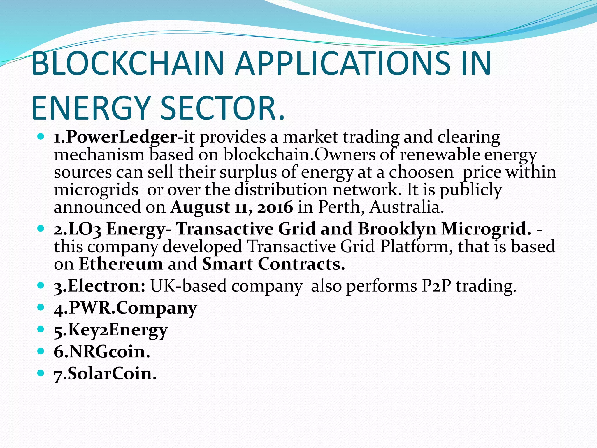 Blockchain technology in electric power system | PPTX