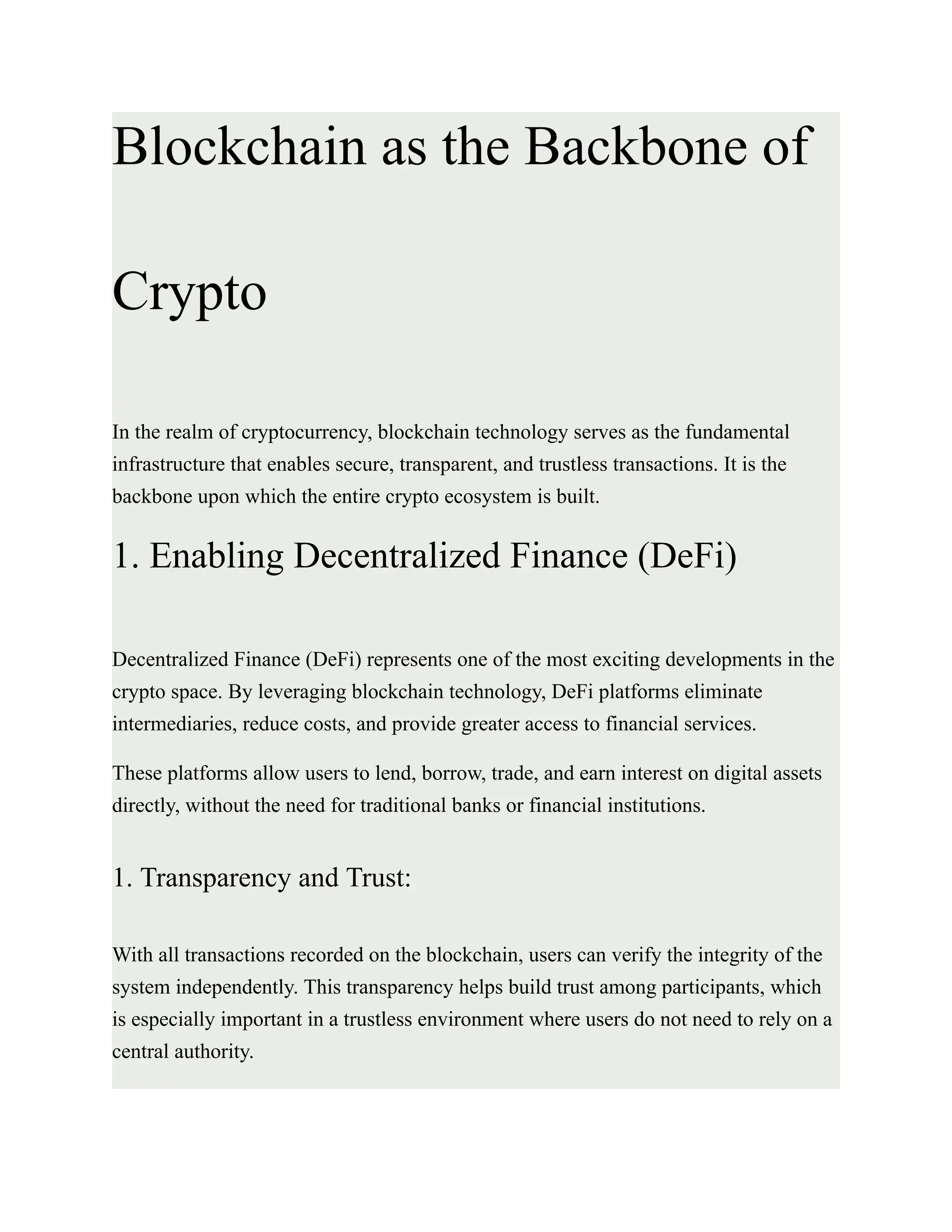 Blockchain Technology: The Backbone of Crypto | Skyriss | PDF