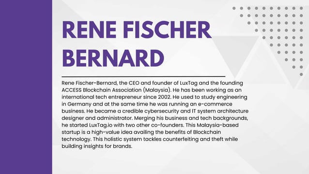 Rene Fischer Bernard CEO of LuxTag and Blockchain Pioneer | PDF ...