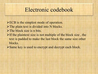 Block cipher modes of operation | PPTX
