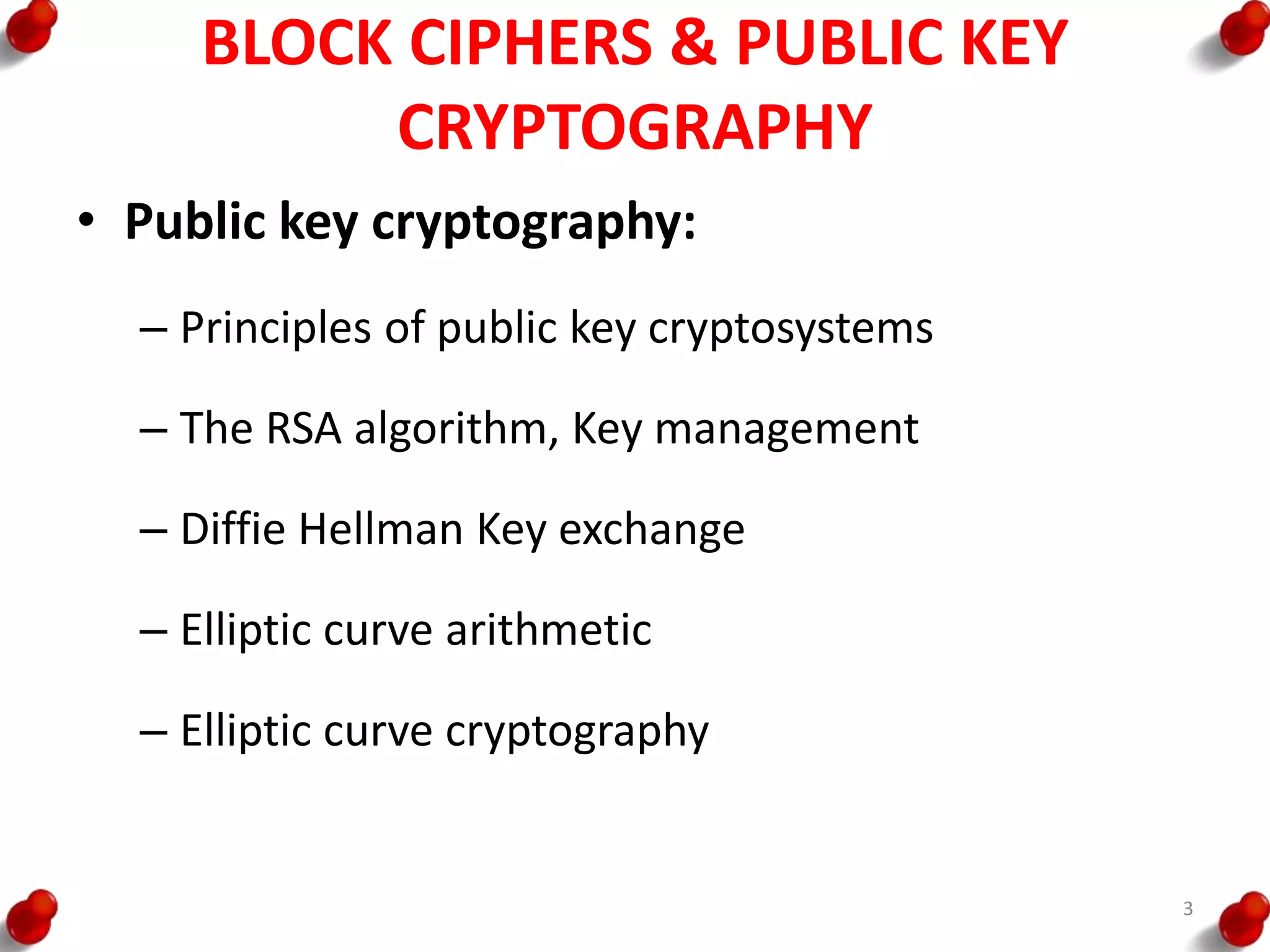 Block ciphers & public key cryptography | PPTX | Programming Languages | Computing