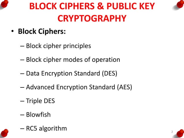 Block ciphers & public key cryptography | PPTX | Programming Languages | Computing