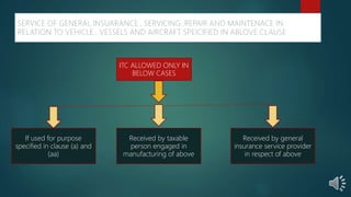 Block credit under sec 17(5) of gst | PPTX