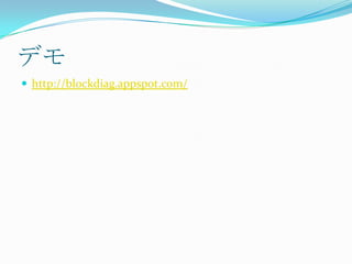 遷移図生成ツール blodkdiag の紹介 / Python Workshop 2010/12 | PPT