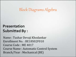 Block Diagram Algebra | PPTX