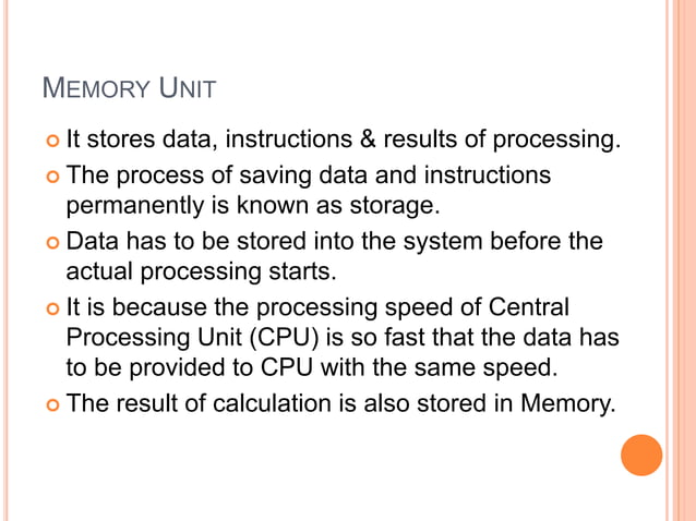 Block diagram of computer & storage unit of memory | PPT