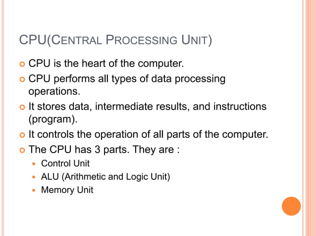 Block diagram of computer & storage unit of memory | PPT