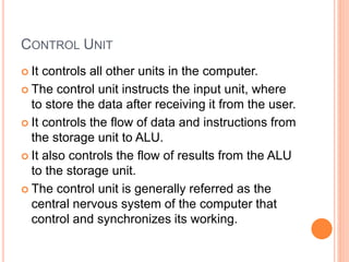 Block diagram of computer & storage unit of memory | PPT