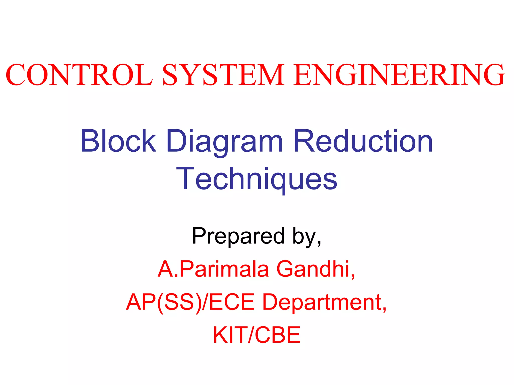 Block diagram reduction techniques | PPT