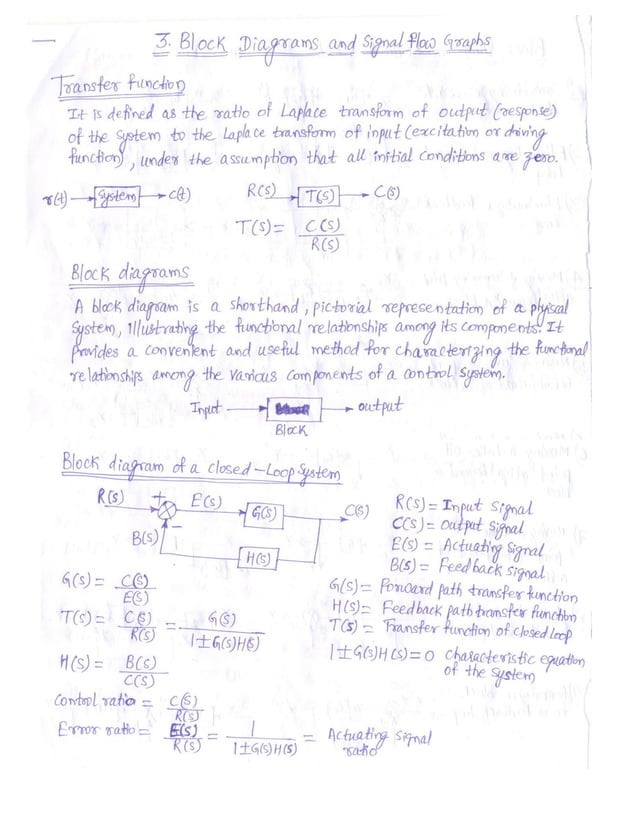 Block Diagrams And Signal Flow Graphs
