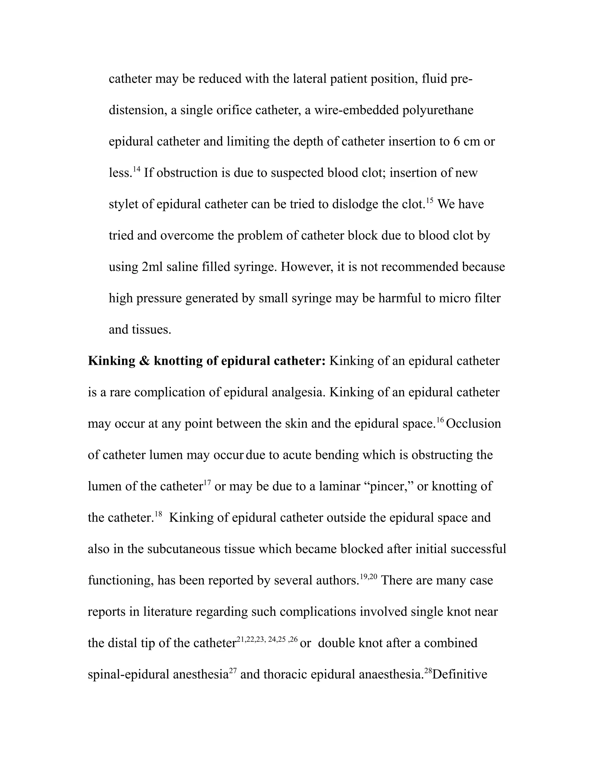 Blocked epidural catheter | DOC | First Aid | Injuries