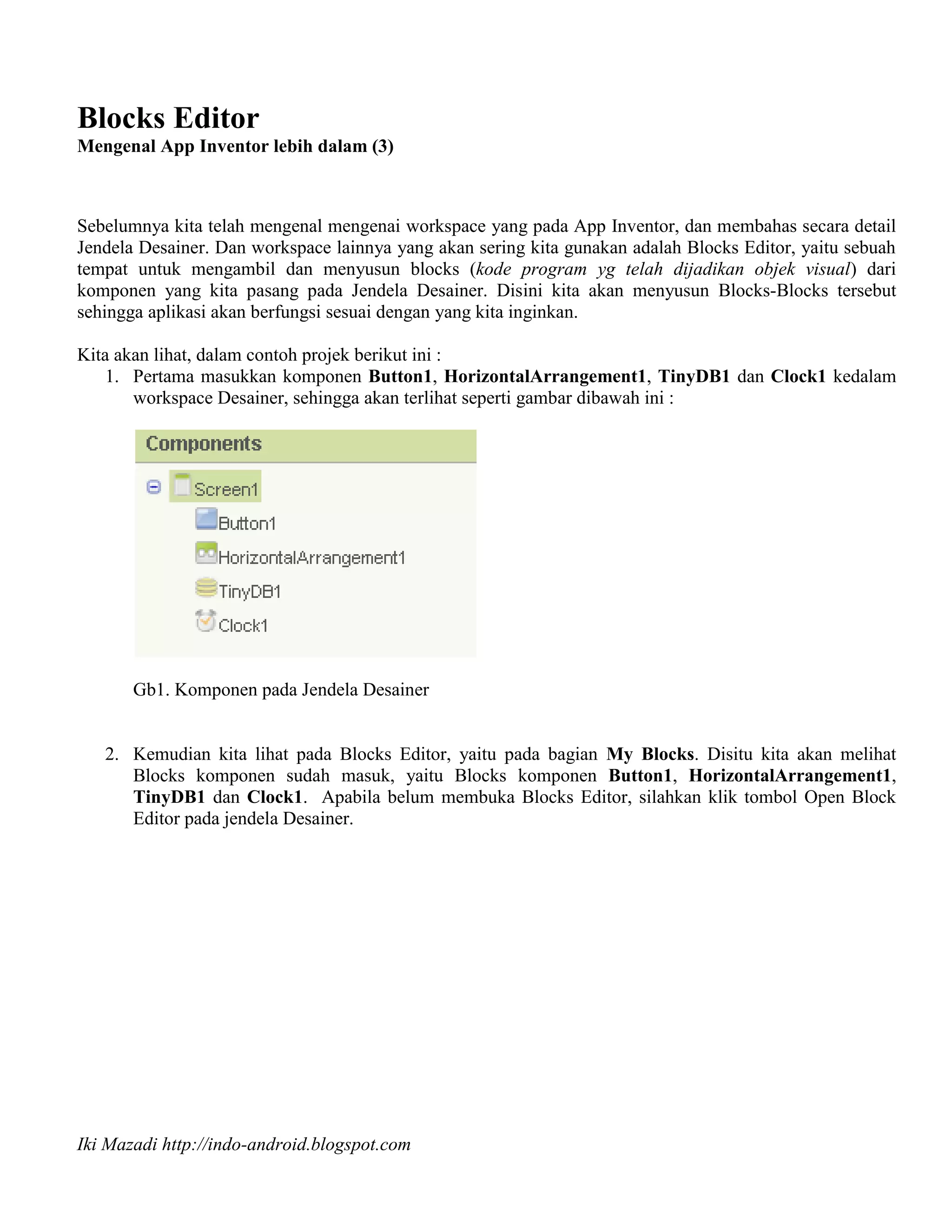 Seri 4 : Block Editor App Inventor | DOCX
