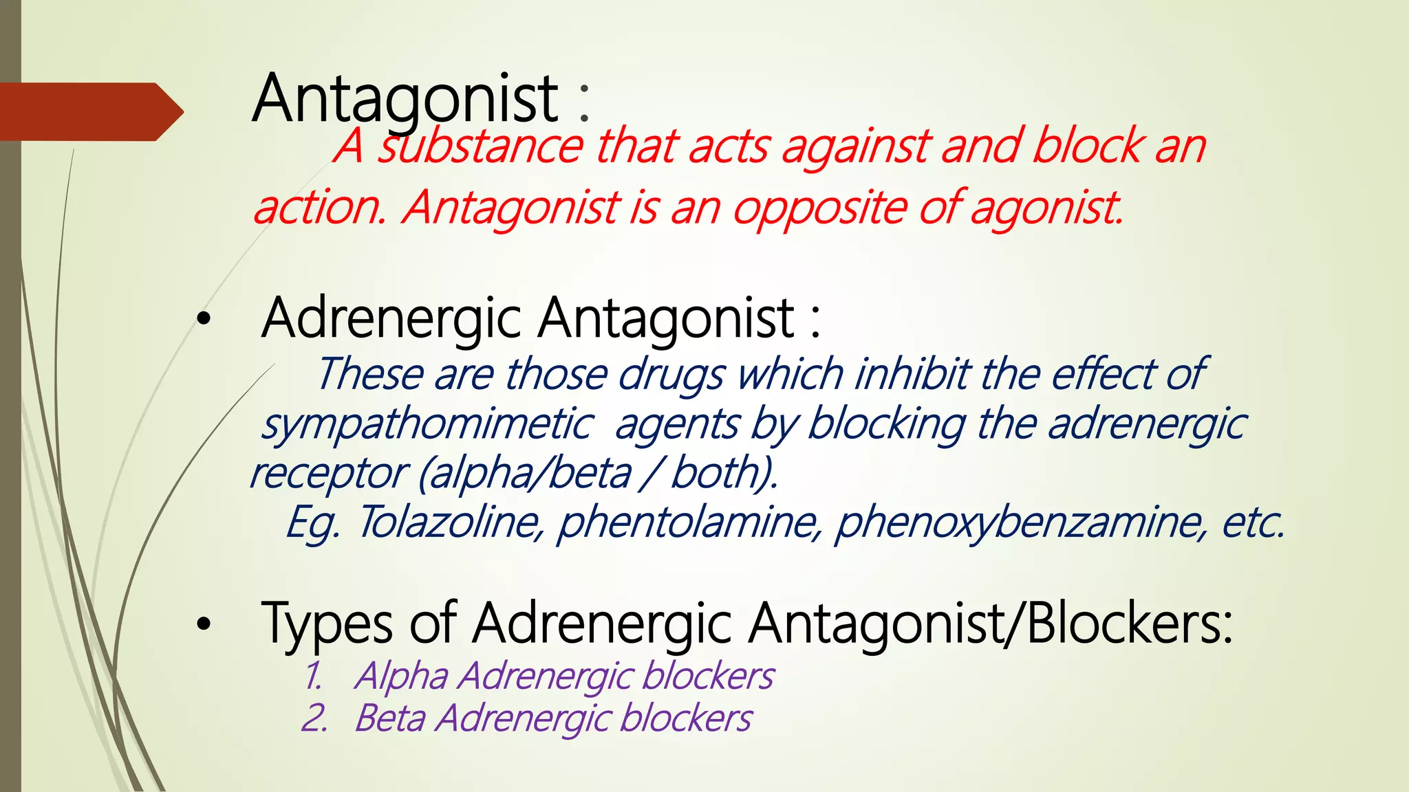 Adrenergic Antagonist/ Sympatholytic drugs | PPTX