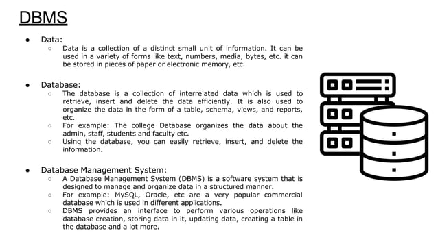 Bloc Basic DBMS in detailed information | PPT