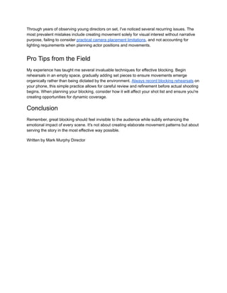 Blocking 101 - Choreographing Actor Movements | PDF