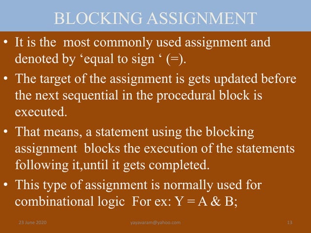 VERILOG HDL :: Blocking & NON- Blocking assignments | PPTX
