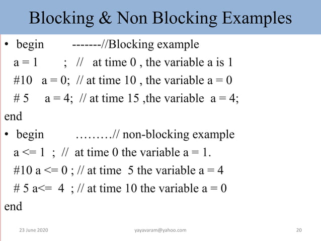 Verilog Hdl Blocking And Non Blocking Assignments Pptx Programming Languages Computing