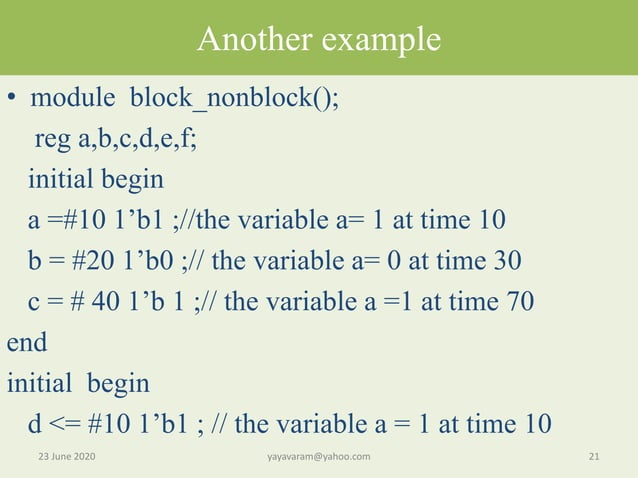 Verilog Hdl Blocking And Non Blocking Assignments Pptx Programming Languages Computing