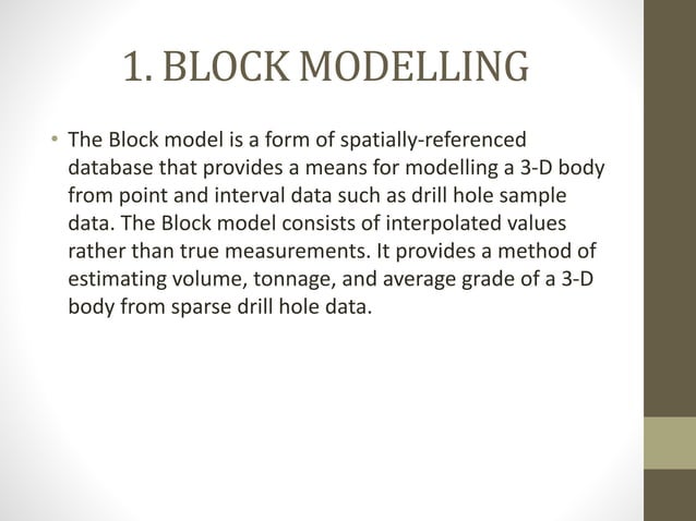 Block modeling using surpac | PPTX | Databases | Computer Software and Applications