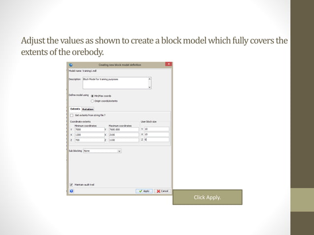 Block modeling using surpac | PPTX | Databases | Computer Software and Applications