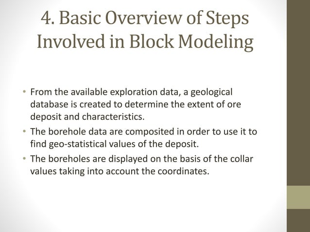 Block modeling using surpac | PPTX | Databases | Computer Software and Applications
