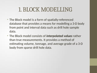 Block Modeling using Geovia Surpac for Resource Estimation | PPTX