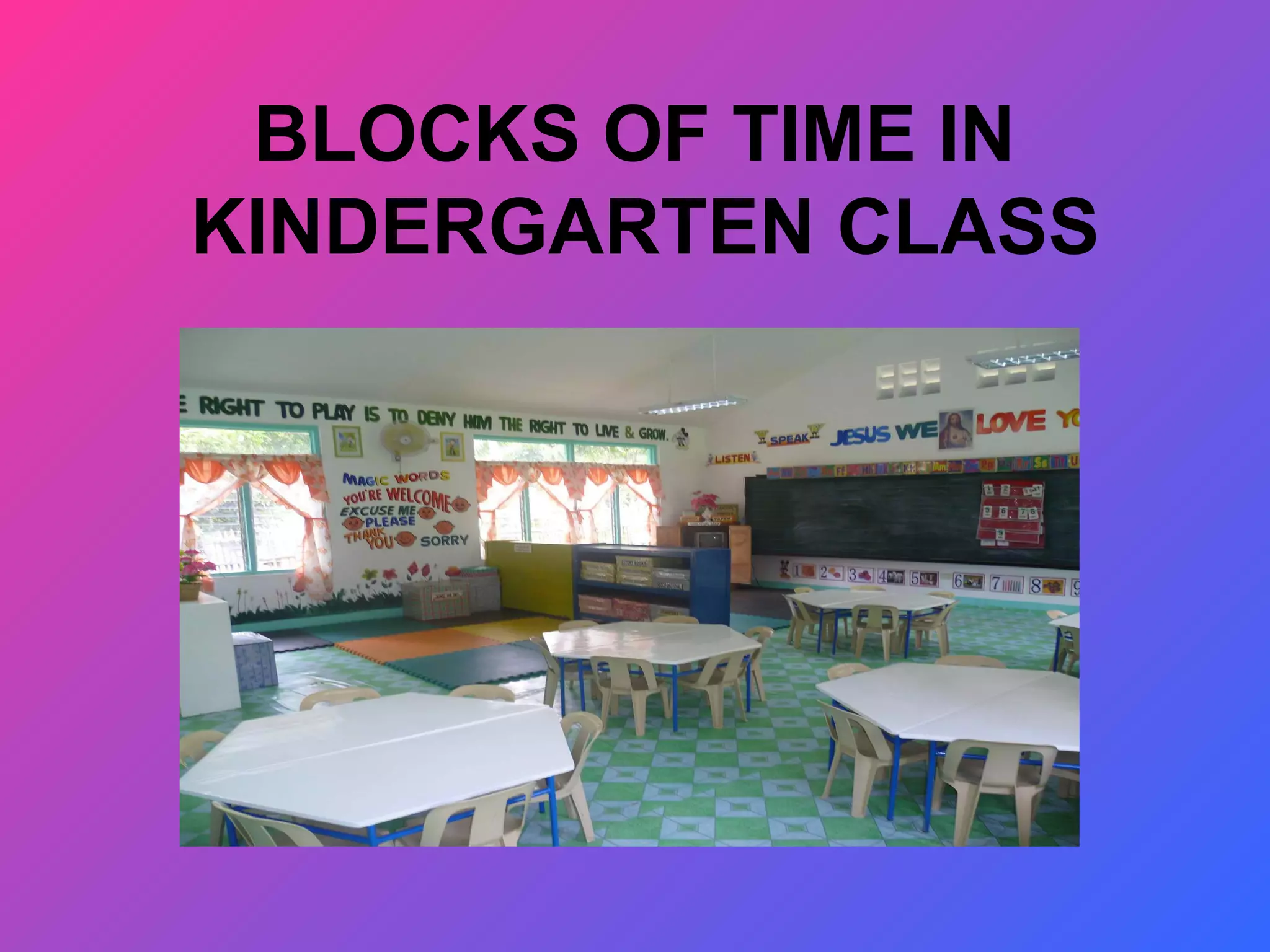 Managing Blocks of Time in a Kindergarten Class | PPT