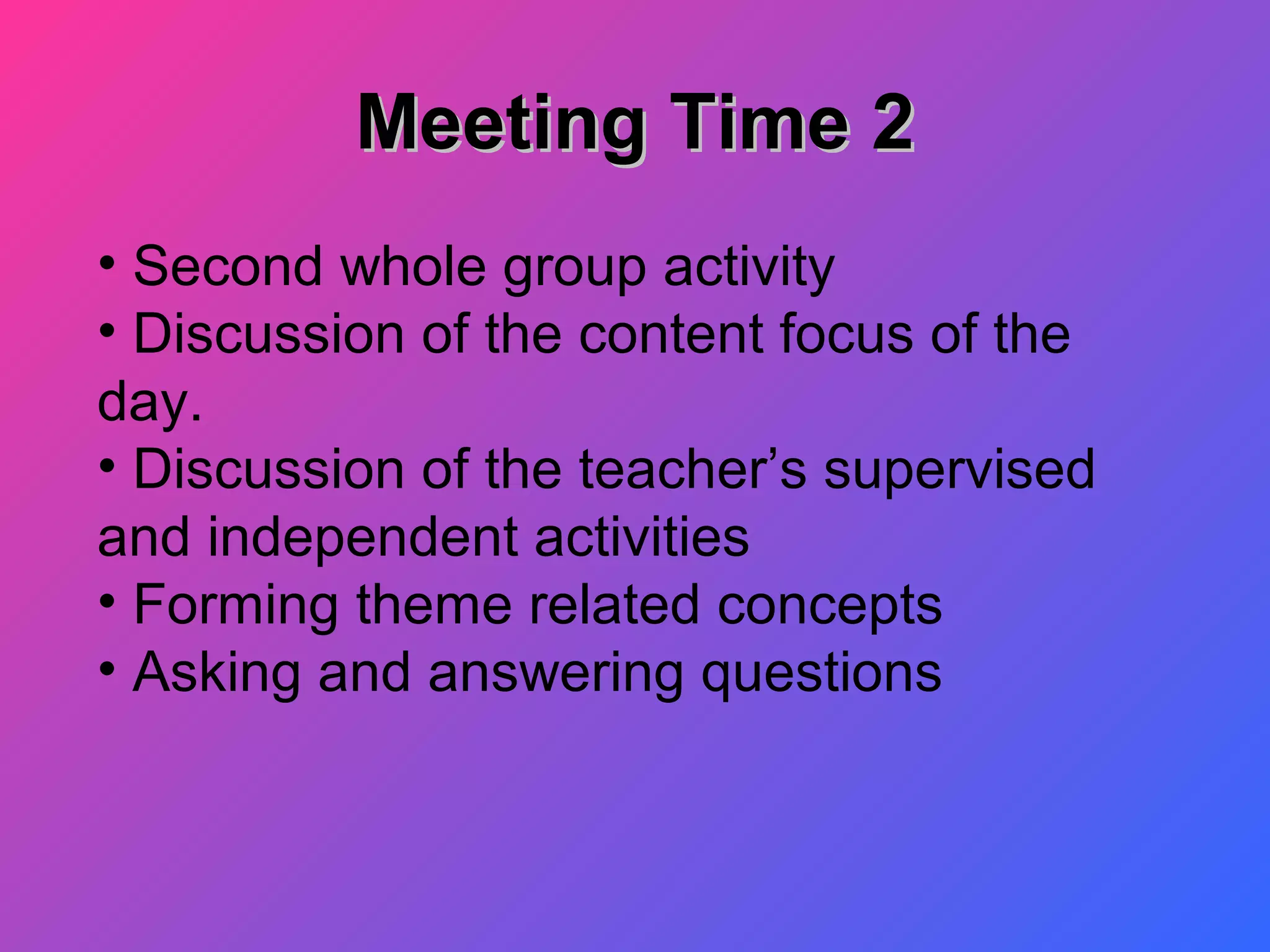 Managing Blocks of Time in a Kindergarten Class | PPT
