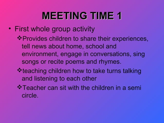 Managing Blocks of Time in a Kindergarten Class | PPT | Daycare and Pre ...