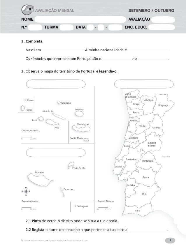 Fichas de Avaliação Estudo do Meio_3.º Ano