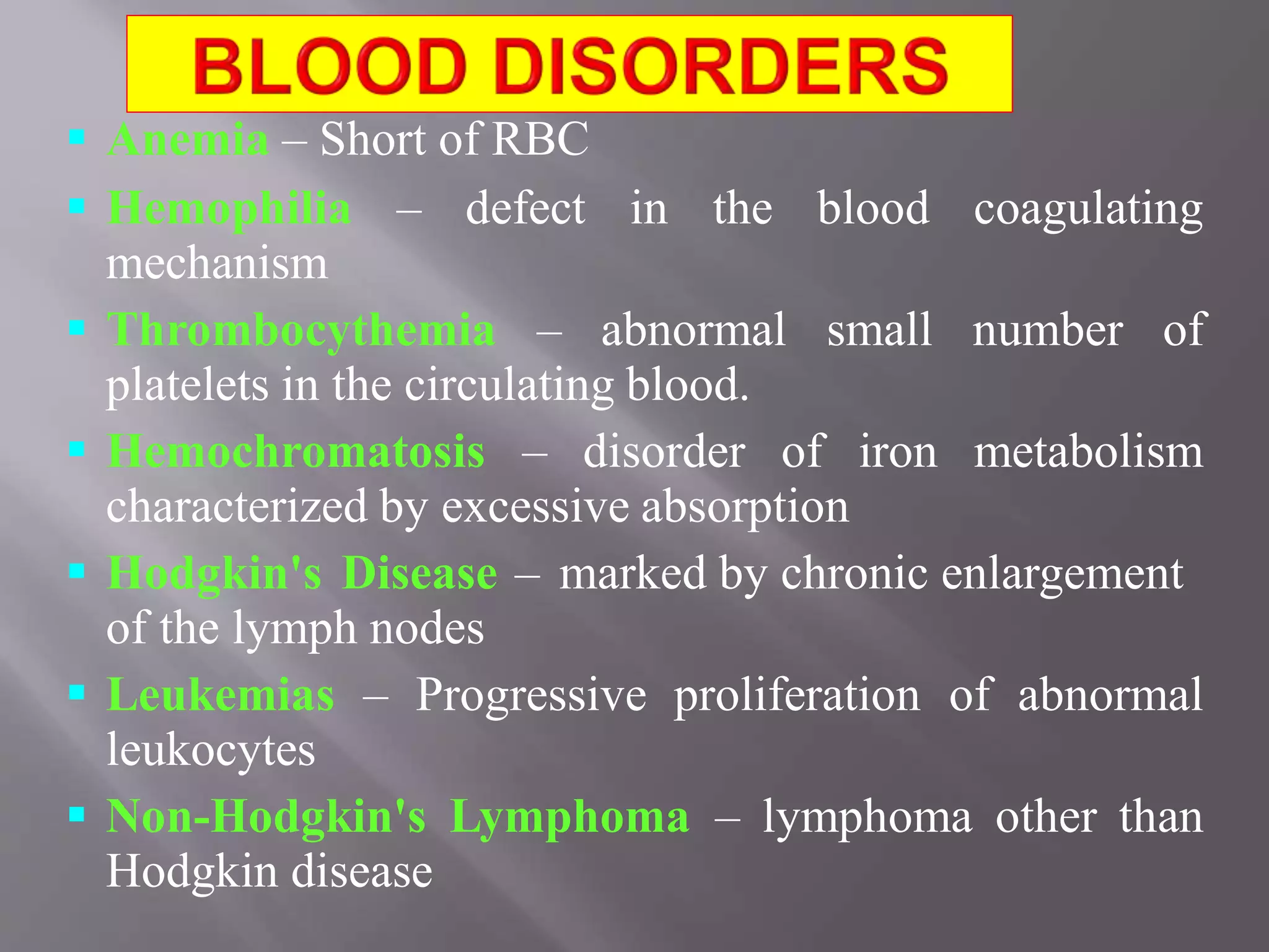 Blood disorders management | PPTX