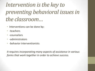 Classroom Management & Behavior Interventions | PPTX