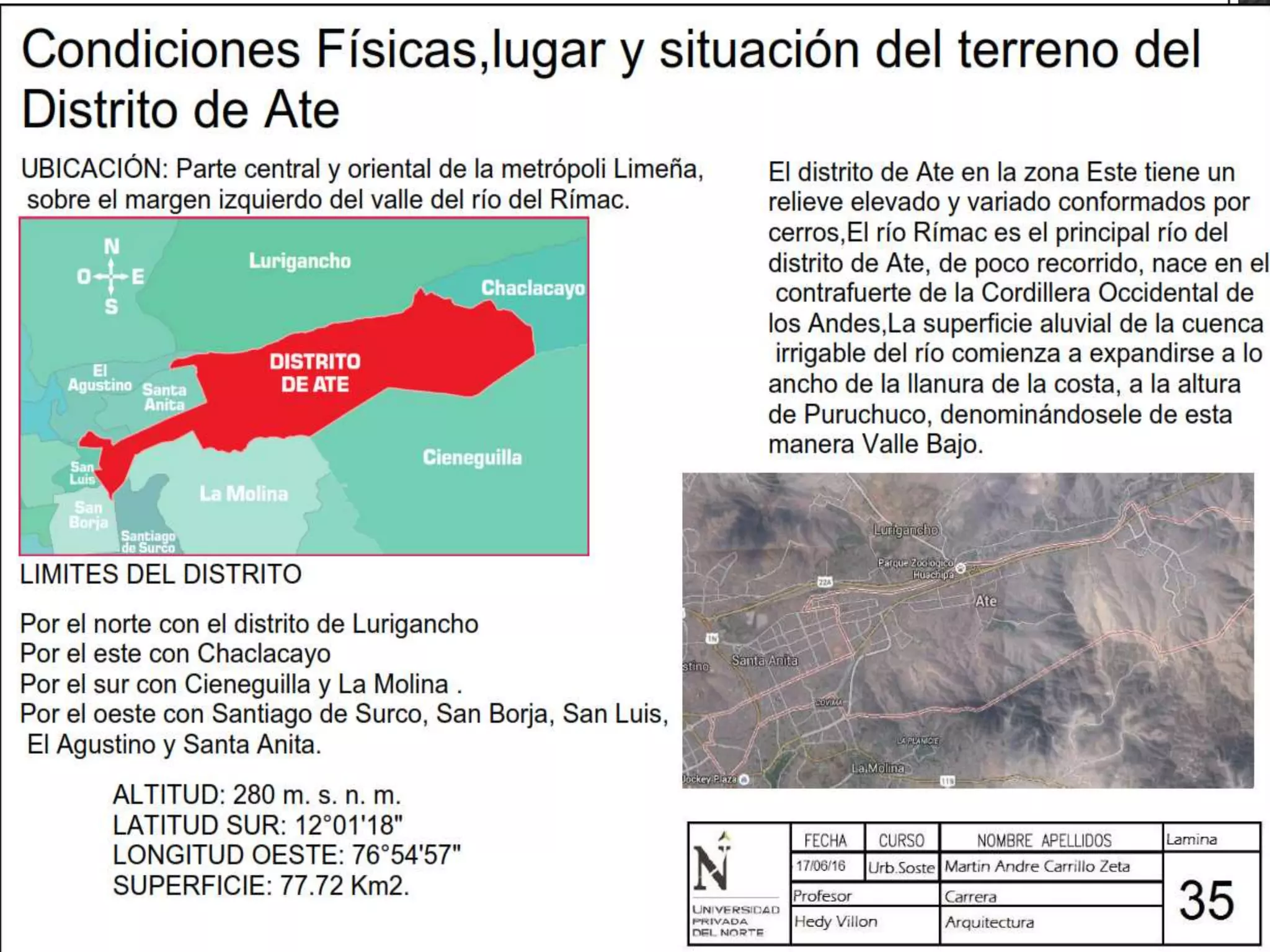Crecimiento y Expansion Urbana del Distrito de Ate | PPTX