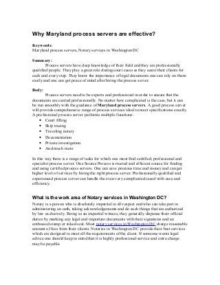 Why Maryland process servers are effective?