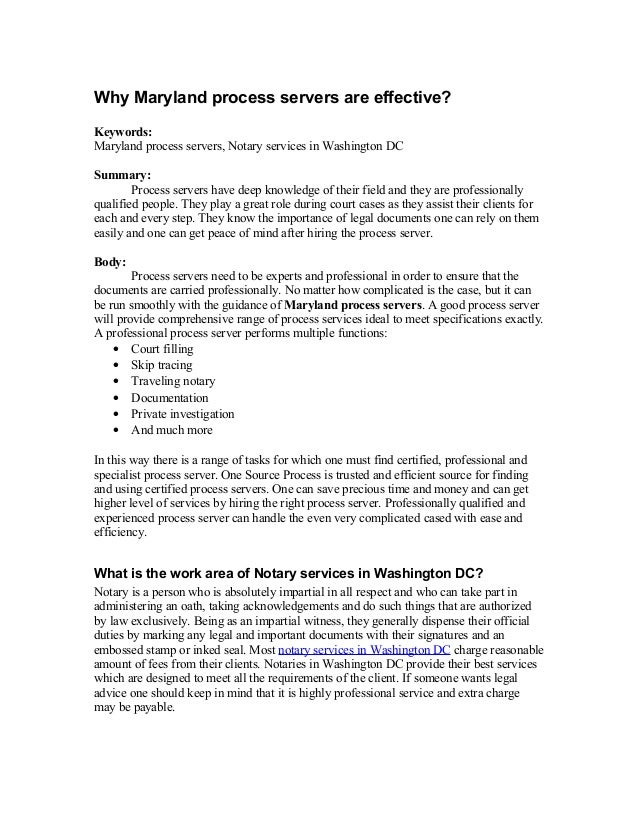 Why Maryland process servers are effective?