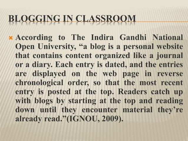 Using Blogs in Classroom | PPT