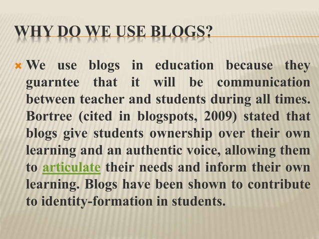 Using Blogs in Classroom | PPT