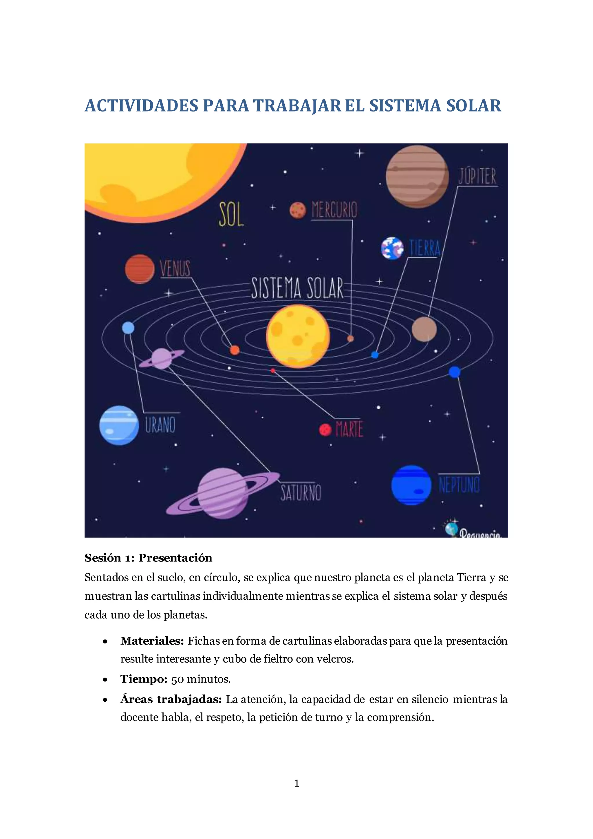 Actividades Para Trabajar El Sistema Solar