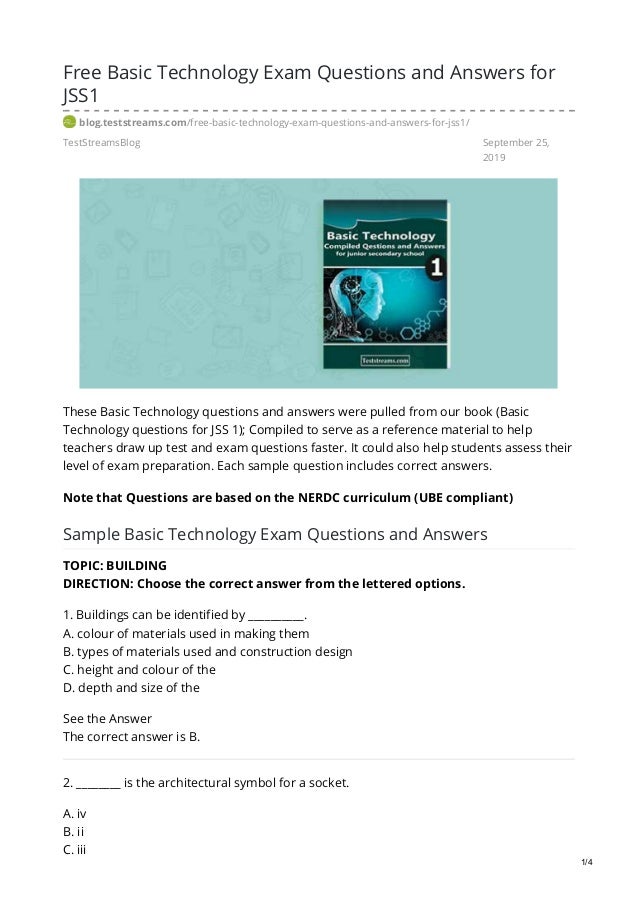 Free Basic Technology Exam Questions And Answers For Jss1 free-basic-technology-exam-questions-and-answers-for-jss1