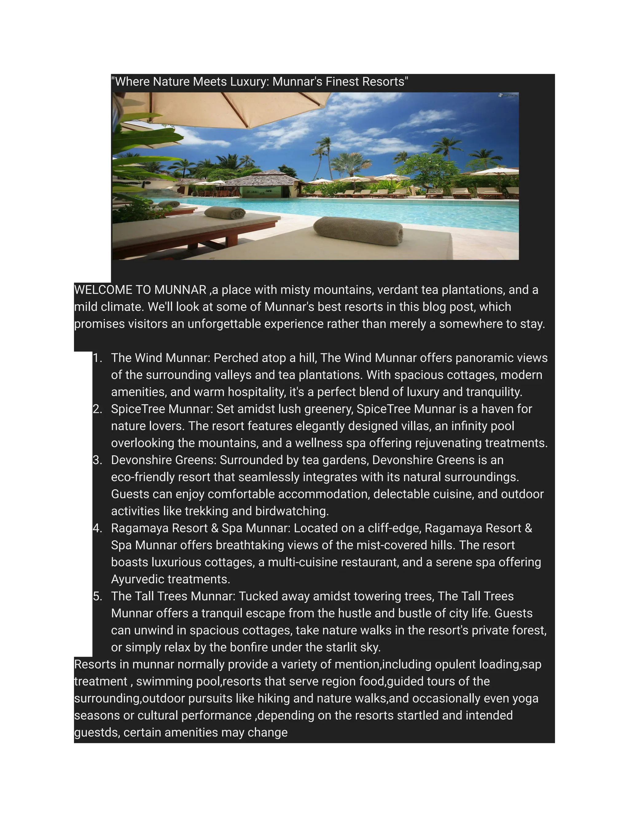 BLOG.pdf best resort in munnar-sunlight resort | PDF | Hotel Properties | Real Estate