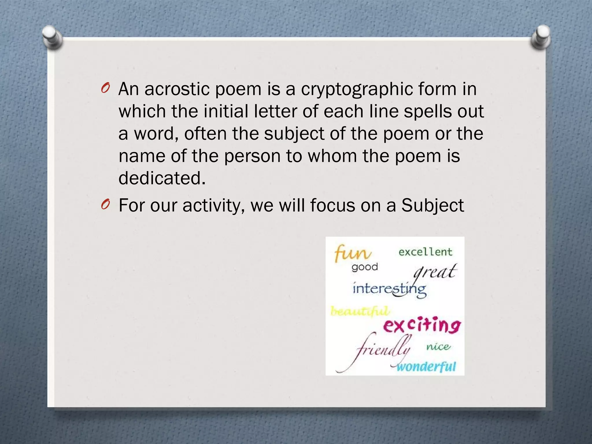 Blog acrostic poems powerpoint grade 7 | PPT