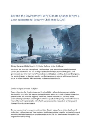 Beyond the Environment: Why Climate Change Is Now a Core International ...