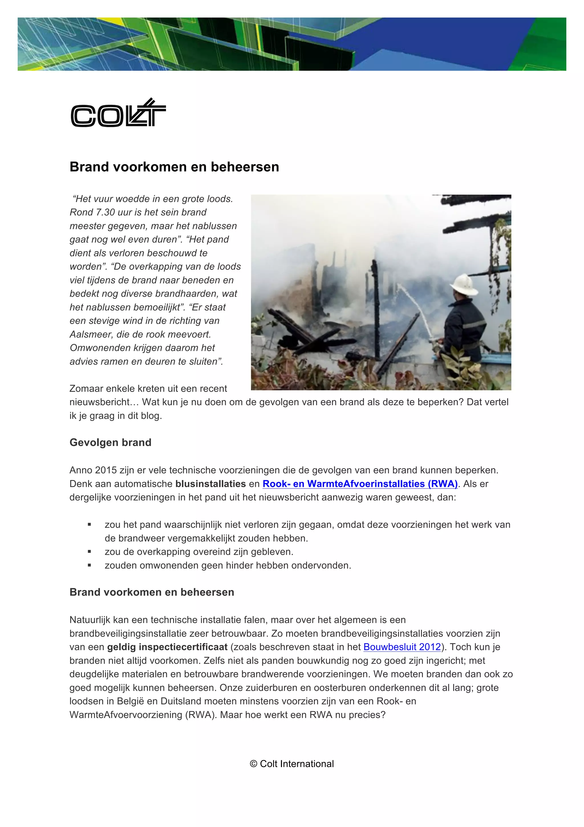 Brand voorkomen en beheersen | PDF
