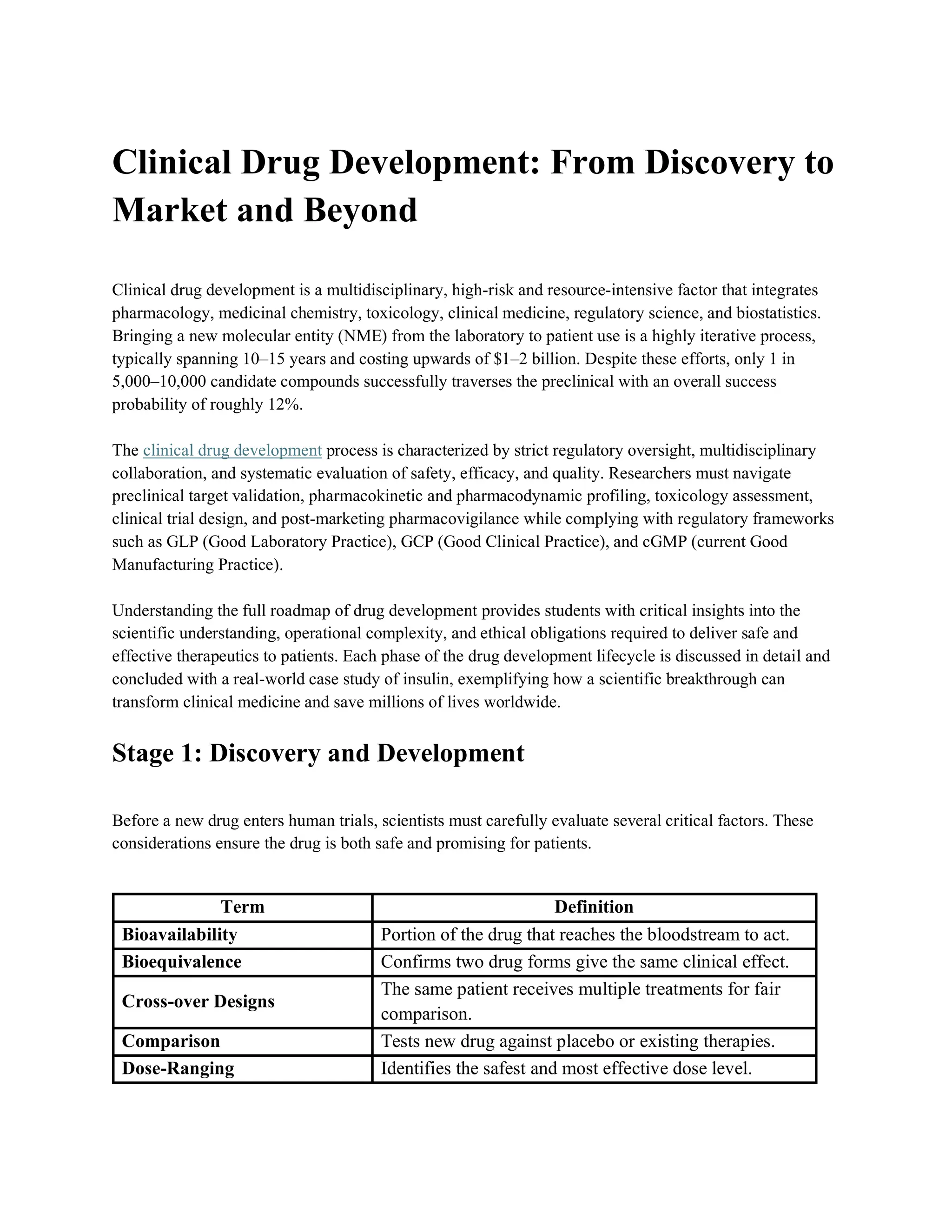 Understanding Clinical Drug Development for Modern Healthcare | PDF