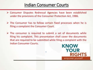 Documents Required to File a Complaint in Consumer Court of India | PPTX