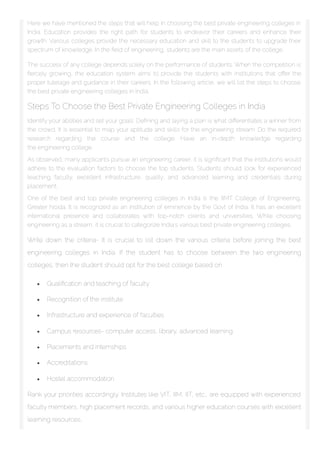 Top 10 Private Engineering Colleges in India | PDF